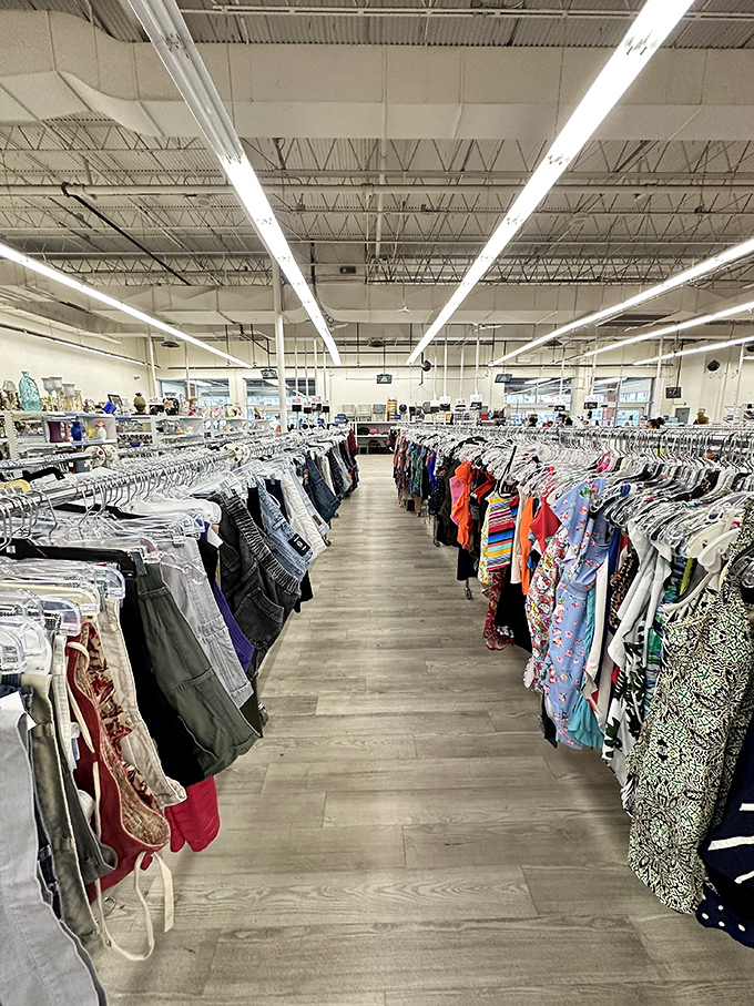 Like Main Street for bargain hunters, the storefront promises adventures in thrifting just beyond those doors.