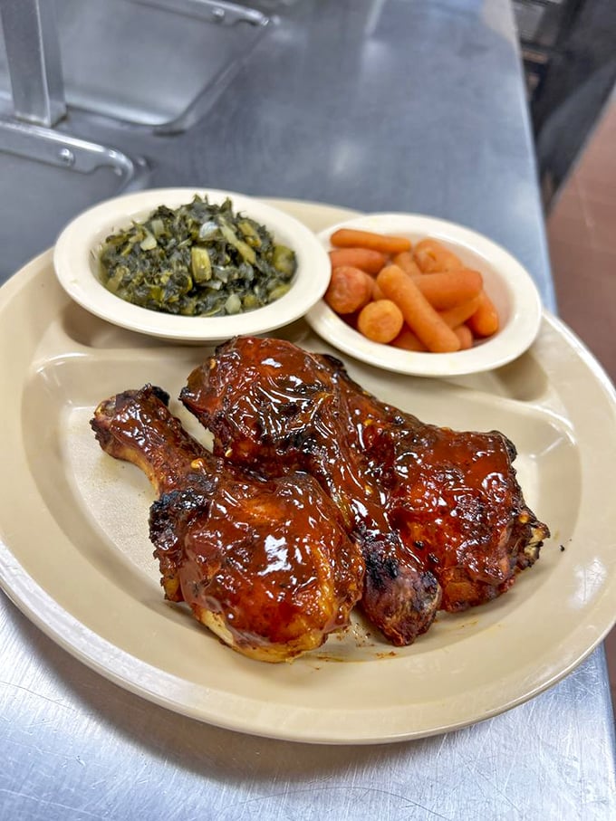 BBQ chicken that's not afraid to get saucy! These glazed legs, accompanied by garden-fresh vegetables, are what sticky fingers were invented for.