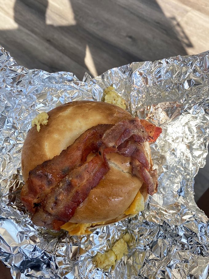 This breakfast sandwich isn't just food&mdash;it's a love letter to morning wrapped in foil. Bacon, egg, and cheese: the holy trinity of breakfast bliss.
