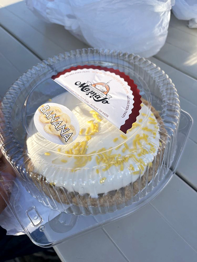 Banana cream pie that makes you question why bananas exist for any other purpose. That yellow drizzle is nature's way of saying "eat me now."