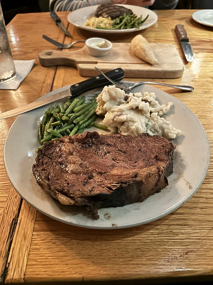 A steak so perfectly cooked it deserves its own Instagram account. Those grill marks aren't just decoration&mdash;they're flavor tattoos.