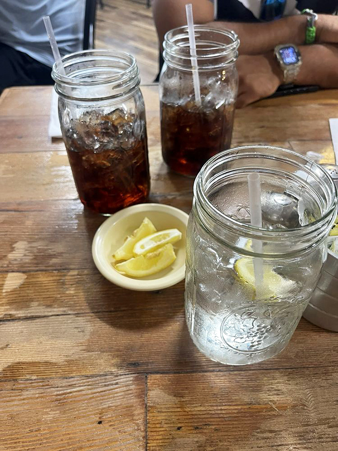 Mason jars filled with sweet tea&mdash;the unofficial champagne of the Ozarks&mdash;served with lemon wedges for those fancy city folk.