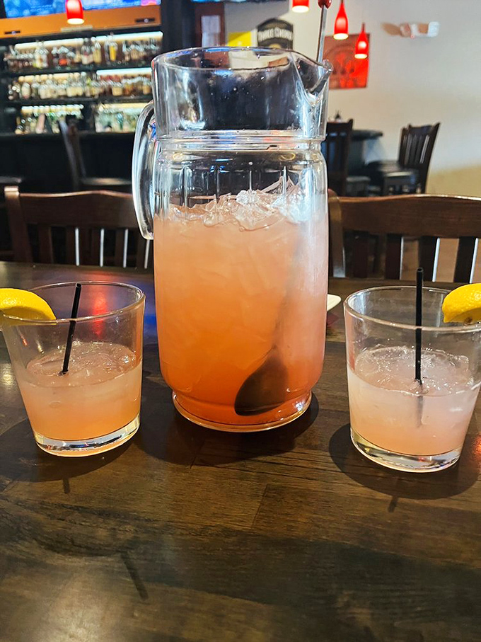 Pink drinks that promise good times ahead. The perfect prelude to burger indulgence. 