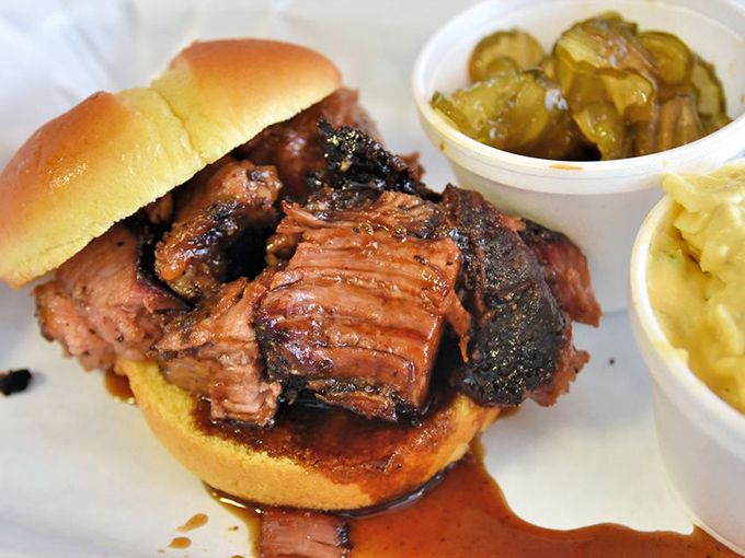 A burnt ends sandwich so good it should require signing a waiver &ndash; these concentrated flavor bombs have been known to cause spontaneous happiness.