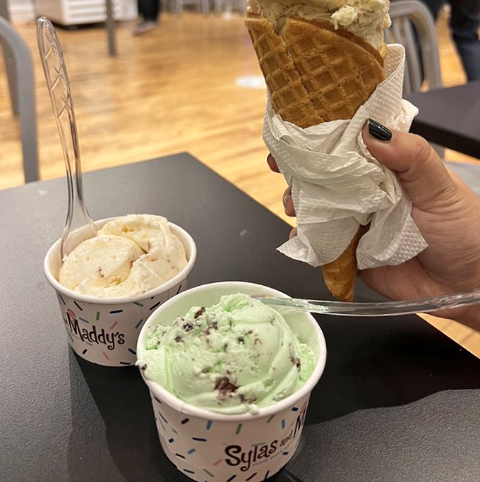 A mint chip and cake batter duet that Mozart would have composed sonnets about. Two flavors that prove variety isn't just the spice of life—it's dessert too.