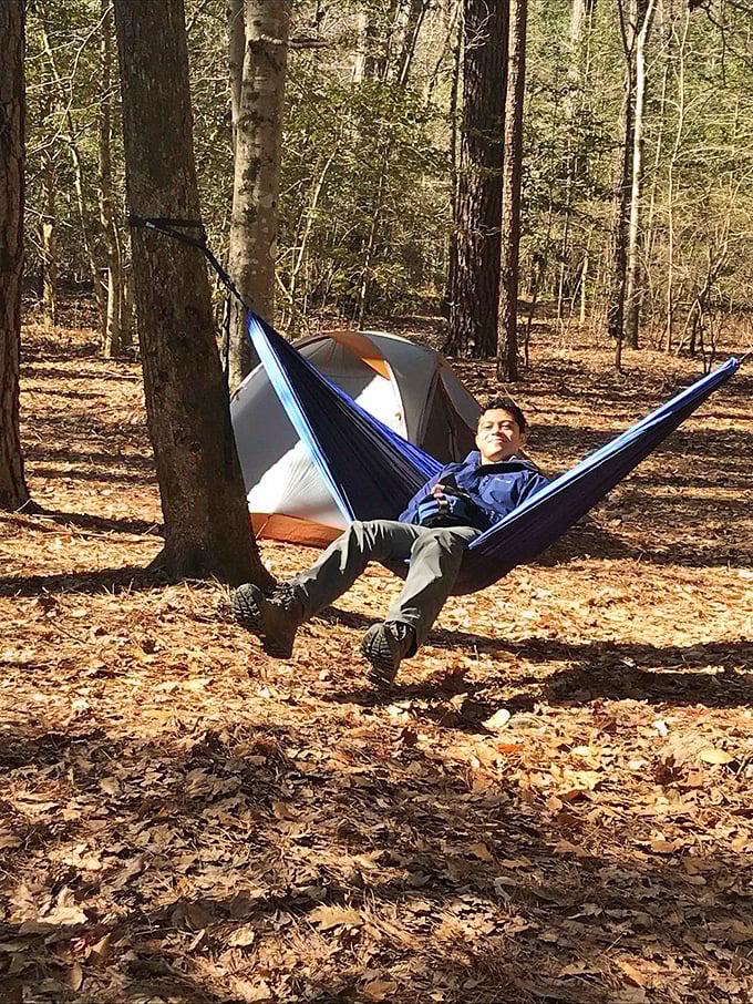 Hammock camping: when you want to sleep in the woods but still maintain the right to complain about your back in the morning.