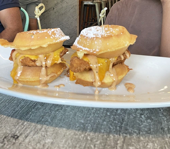 Chicken and waffles: the breakfast equivalent of a mullet&mdash;business on the bottom, party on top. This savory-sweet masterpiece proves opposites really do attract.