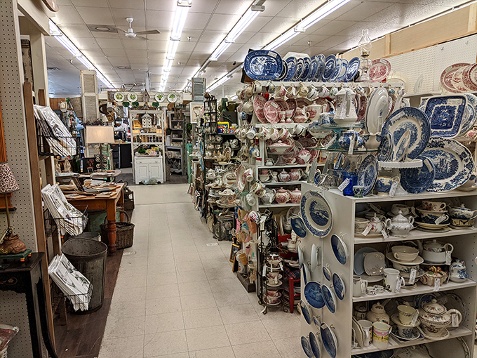 Blue and white china creates a porcelain symphony that would make your grandmother swoon. One does not simply buy a plate here&mdash;you adopt an heirloom.