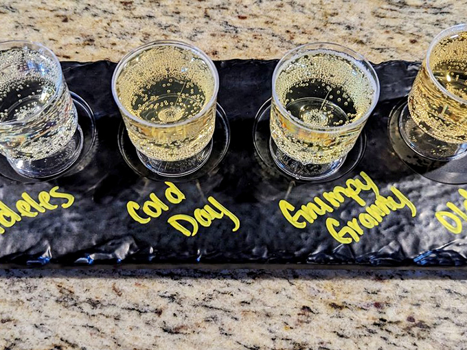 "Cold Day" meets "Granny Smith" in liquid form. This cider flight lets you taste the orchard's bounty without picking a single apple yourself.