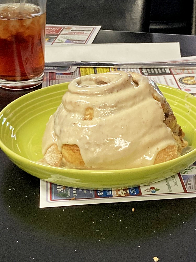 This cinnamon roll isn't just a pastry, it's an architectural achievement with frosting that could make a confectioner weep with joy.
