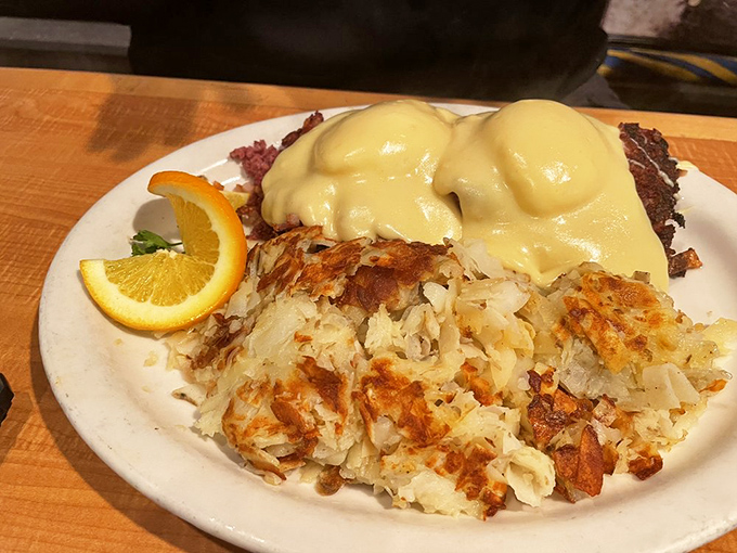 Benedict Arnold may have been a traitor, but this Benedict with corned beef hash and hollandaise is loyal to your taste buds.