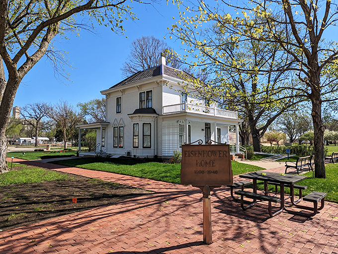 Eisenhower's boyhood home—modest, white, and perfectly preserved—reminds us that world-changing leaders can come from humble beginnings and small Kansas towns.
