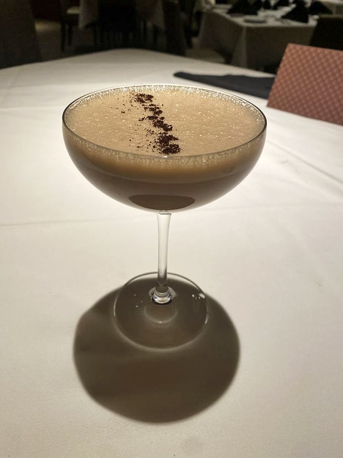 This isn't just an espresso martini &ndash; it's dessert in a glass, with a dusting of cocoa that whispers, "You deserve this indulgence."
