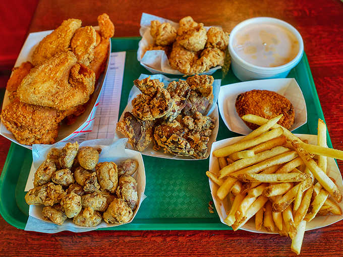 This tray is basically a greatest hits album of comfort food classics&mdash;starring pieces of chicken that have achieved the perfect golden-brown graduation gown.