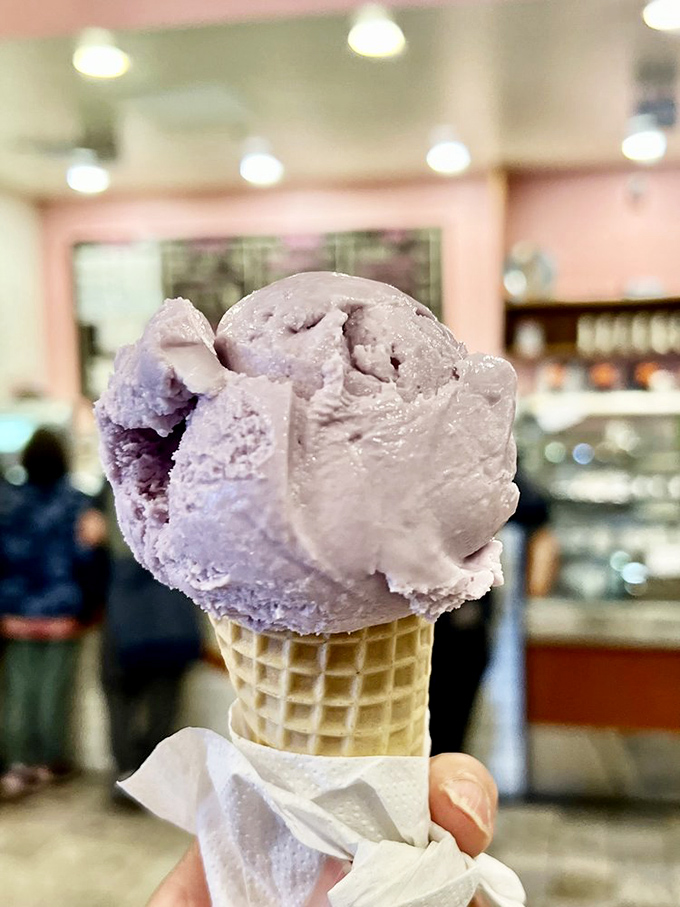 Lavender ice cream that's floral without tasting like your grandmother's soap drawer—a delicate balance that deserves a James Beard nomination.