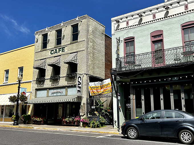 It's About Thyme's historic fa&ccedil;ade houses modern culinary magic. Like finding Shakespeare writing with a MacBook&mdash;timeless quality in a contemporary setting.