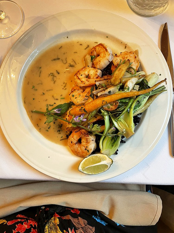 Ocean meets garden in this aromatic shrimp dish. The delicate broth, tender vegetables, and perfectly cooked seafood create a symphony in a bowl.