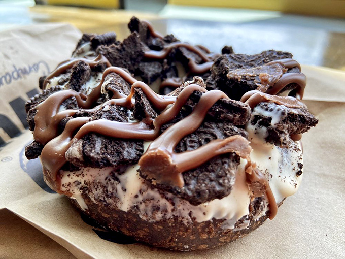Chocolate and peanut butter&mdash;a combination so perfect it makes you wonder why we bother with other flavors. This donut laughs at your willpower.