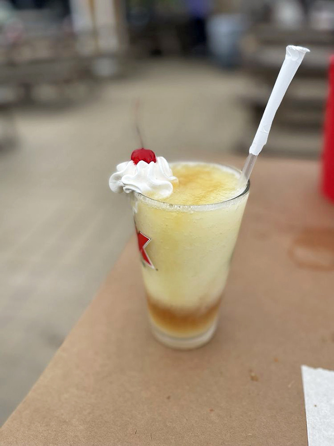 This pi&ntilde;a colada isn't just a drink, it's a vacation in a glass. That cherry on top is like the sunset over your perfect beach day. 