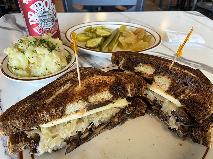 The Reuben&mdash;where corned beef, sauerkraut, and Swiss cheese perform a perfectly choreographed dance on marble rye.