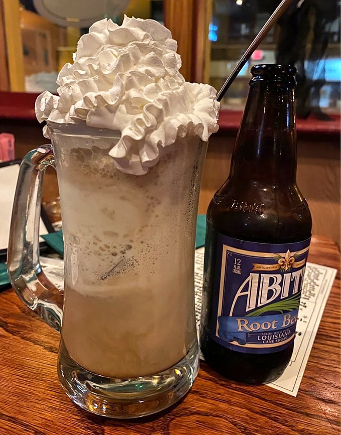 The root beer float&mdash;childhood nostalgia served in a frosty mug. Abita root beer meets vanilla ice cream in a dessert that's basically a time machine in disguise.