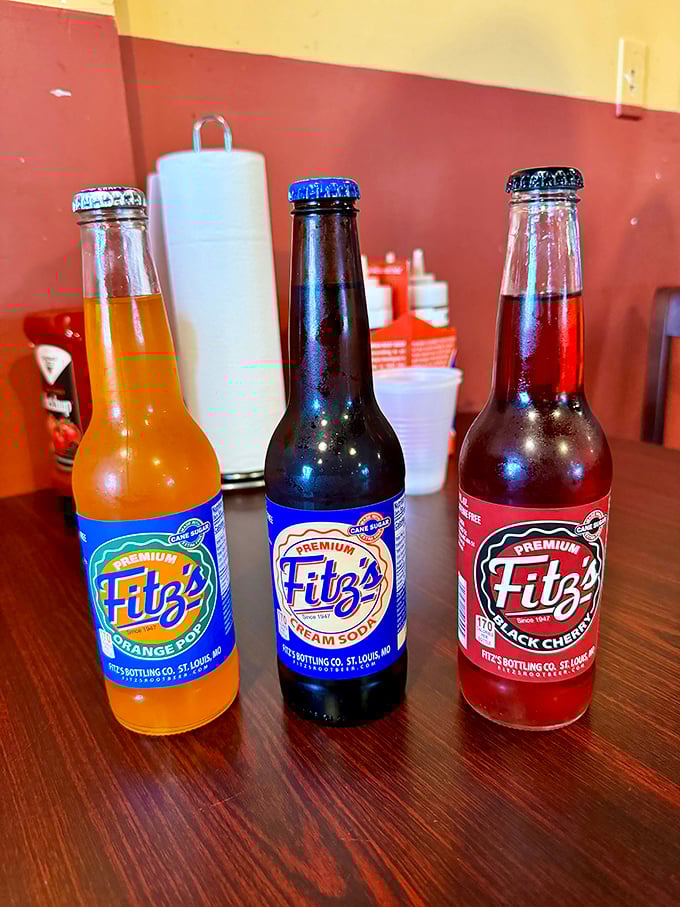 Local Fitz's root beer bottles stand at attention&mdash;the perfect sweet counterpoint to cut through all that savory smoke and spice.