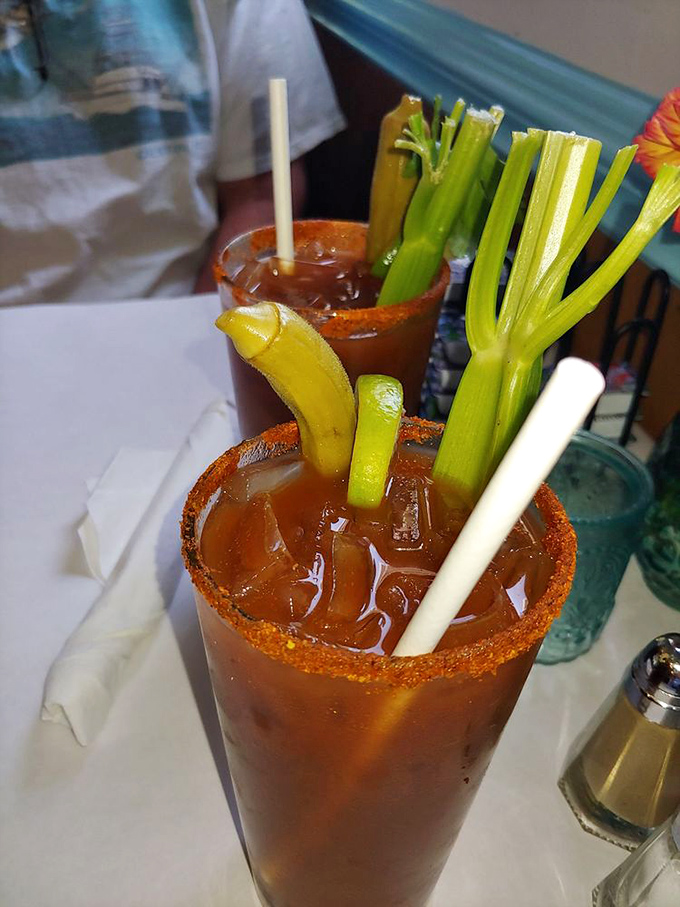 Bloodys with personality &ndash; dressed to impress with celery wands that double as nature's stirrers.