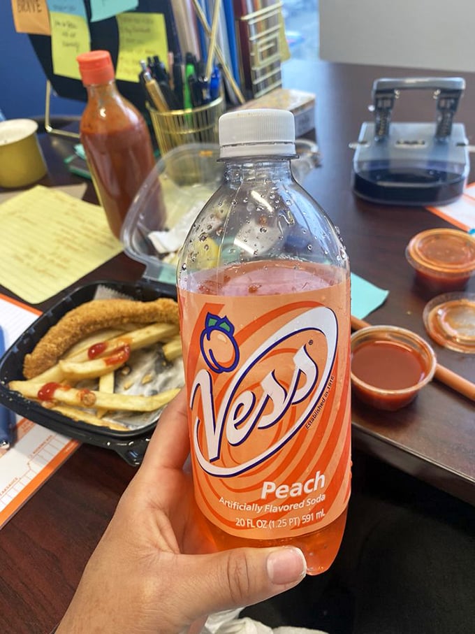 Even the beverages get the royal treatment &ndash; a peachy companion to cut through the richness of fried goodness.