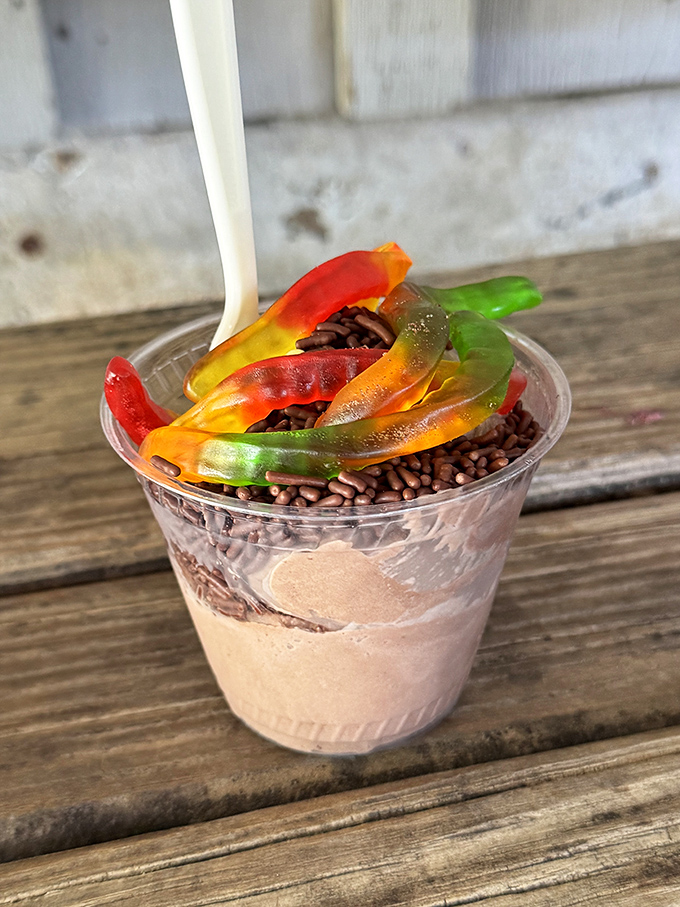 This sundae with gummy worms isn't just dessert&mdash;it's childhood nostalgia in a cup, complete with sprinkles of joy and a dash of why-not.
