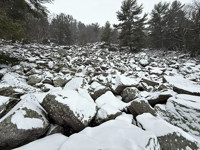 Frozen in time and temperature. Devil's Lake's winter persona offers solitude and silence that summer visitors can only dream about.