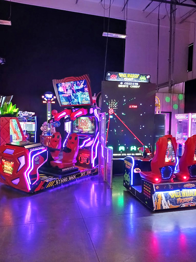 When your arms need a break from steering, the arcade offers different competitions where thumb dexterity becomes your secret weapon.