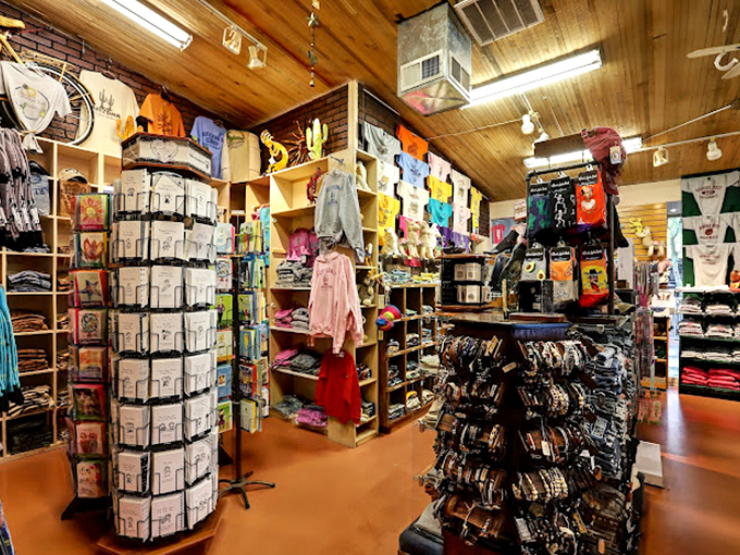 Jewelry displays showcase the turquoise and silver craftsmanship that has defined Southwestern style for generations, each piece telling a story of regional artistry.