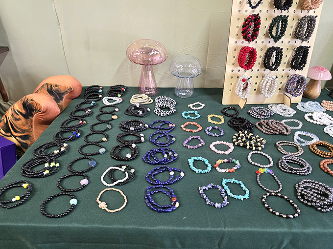 Jewelry displayed like a treasure map of possibilities&mdash;each bracelet a different adventure waiting to adorn a wrist.