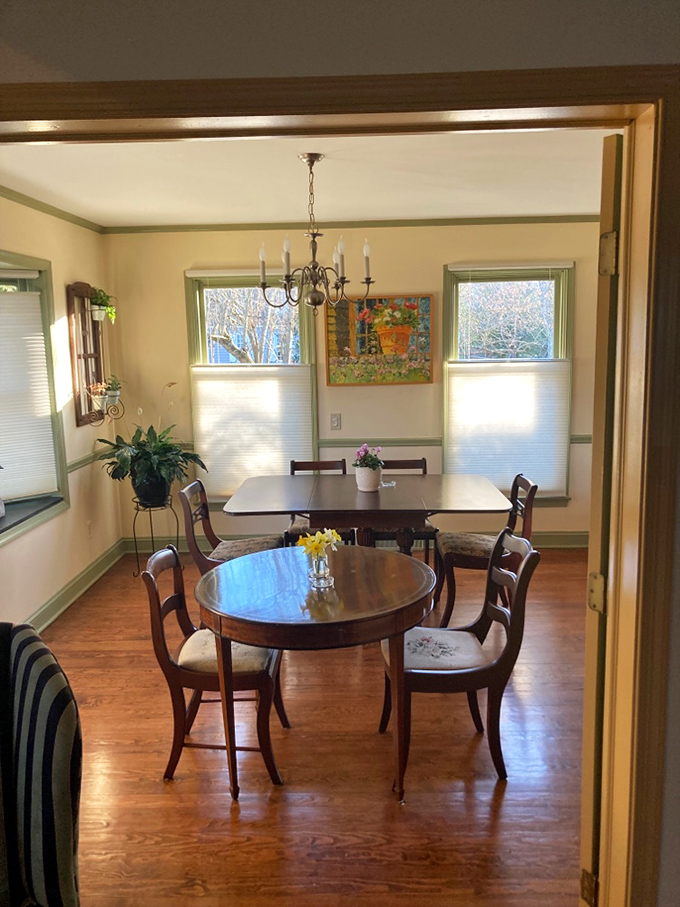 The dining room's gentle light and period furniture create the perfect stage for breakfast conversations that somehow feel more meaningful than those at home.