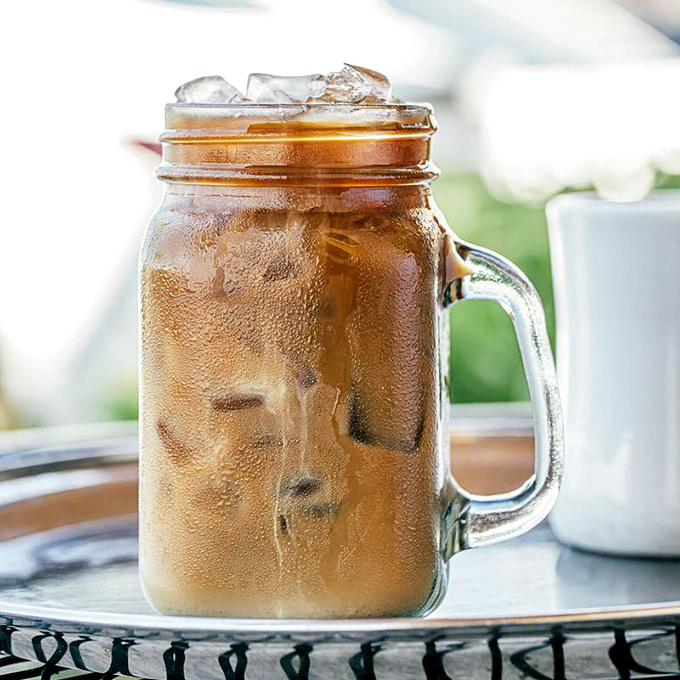 Iced tea in a mason jar &ndash; because sometimes the vessel is as important as what's inside it. California sunshine in liquid form.