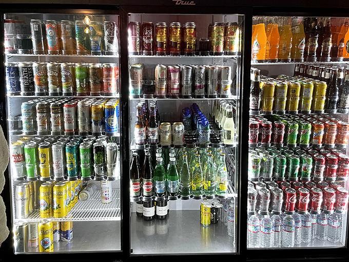 The drink selection rivals the Smithsonian in variety&mdash;because proper cheesesteak consumption requires proper hydration options.