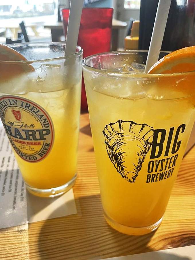 Cold brews from Harp and Big Oyster Brewery&mdash;because nothing complements a perfect hot dog like a perfectly poured beer.