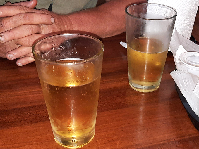 Cold beer&mdash;the unofficial best friend of seafood everywhere. These golden glasses are like liquid air conditioning for your spice-tingled taste buds.