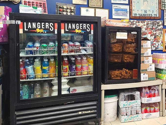 The drink cooler stands ready like a loyal friend&mdash;offering cold comfort while you contemplate the serious business of sandwich selection.