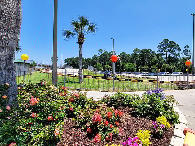 Gardens that would make HGTV viewers pause mid-show. The Track understands that beautiful landscaping makes waiting for your turn almost as enjoyable as the racing itself.