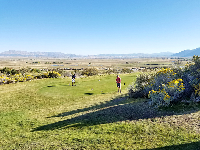 Golfers tee off with panoramic views of Carson Valley stretching to the horizon &ndash; a backdrop so stunning it's worth playing poorly just to stay longer.