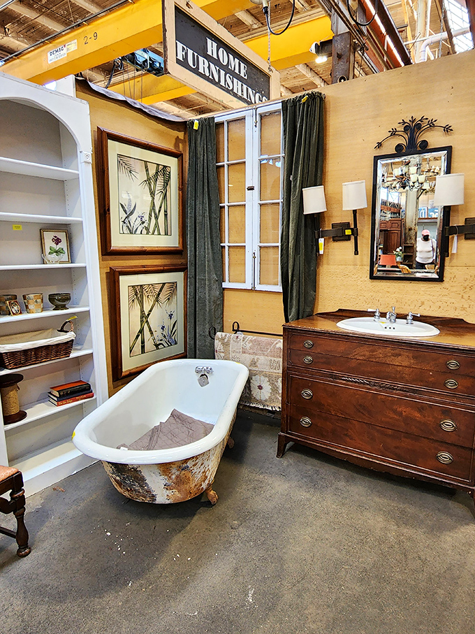 A bathroom vignette that whispers, "Yes, you deserve that clawfoot tub," while your practical side asks, "But will it fit?"