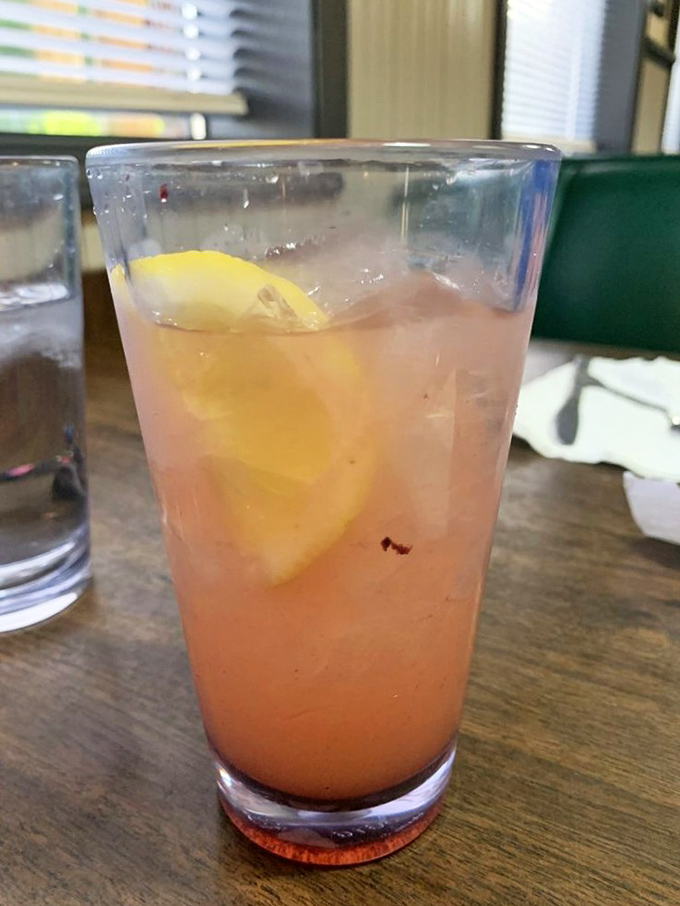 Pink lemonade that looks like a sunset in a glass&mdash;the perfect companion for pie contemplation. 