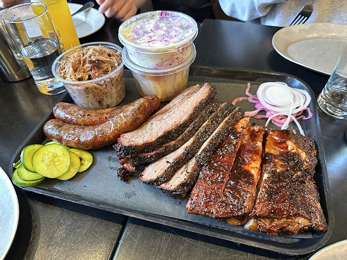 The barbecue sampler that makes choosing unnecessary. Like a meat mixtape, it hits all the right notes from bark to bite.