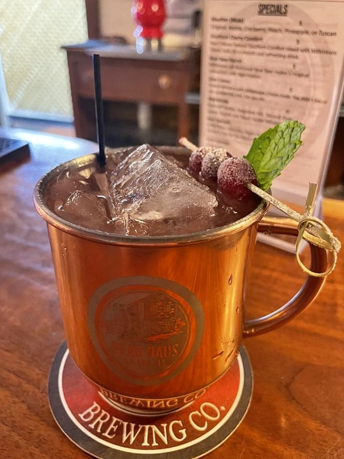 The Moscow Mule gets a Midwestern makeover in this copper vessel. That mint leaf isn't just garnish&mdash;it's the jaunty hat on a very spirited drink.