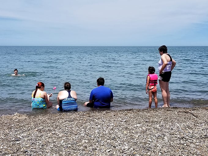 Lake Erie's gentle waves welcome families seeking respite from summer heat&mdash;nature's own kiddie pool with a Great Lakes backdrop.
