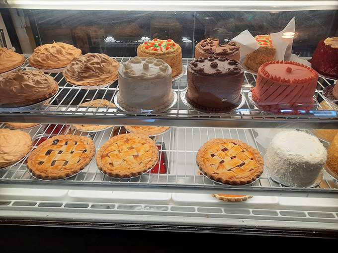 The dessert case&mdash;where willpower goes to die. Pies with lattice tops so perfect they look like they're auditioning for a Norman Rockwell painting.