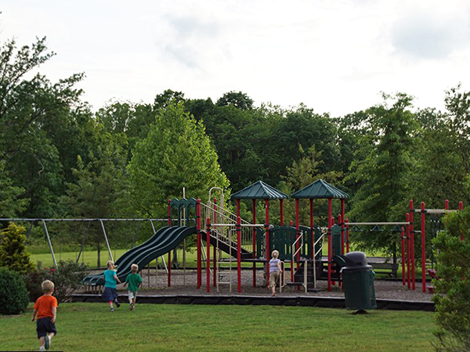Small towns understand what matters: places for kids to play while parents catch their breath. This playground is community in action.