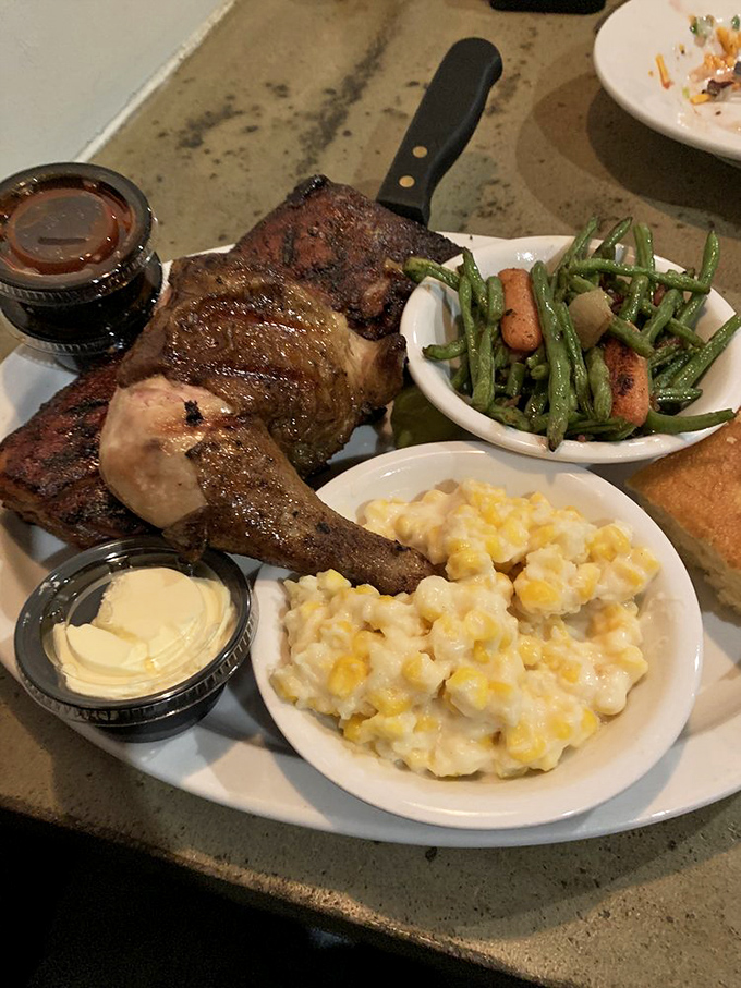 That chicken and those ribs have clearly been introduced to smoke and heat in the most respectful way possible—a barbecue love story.