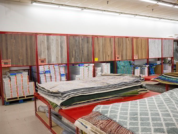 The flooring section offers a dizzying array of choices &ndash; from plush carpets to laminate samples &ndash; all at prices that won't have you walking on financial eggshells.